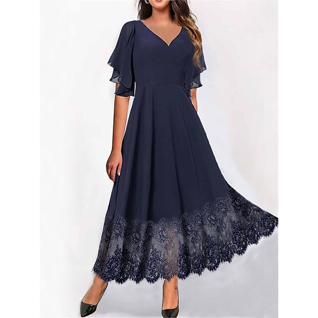 Dame Lang kjole Maxikjole Hverdagskjole Blonde kjole Chiffonkjoler ...