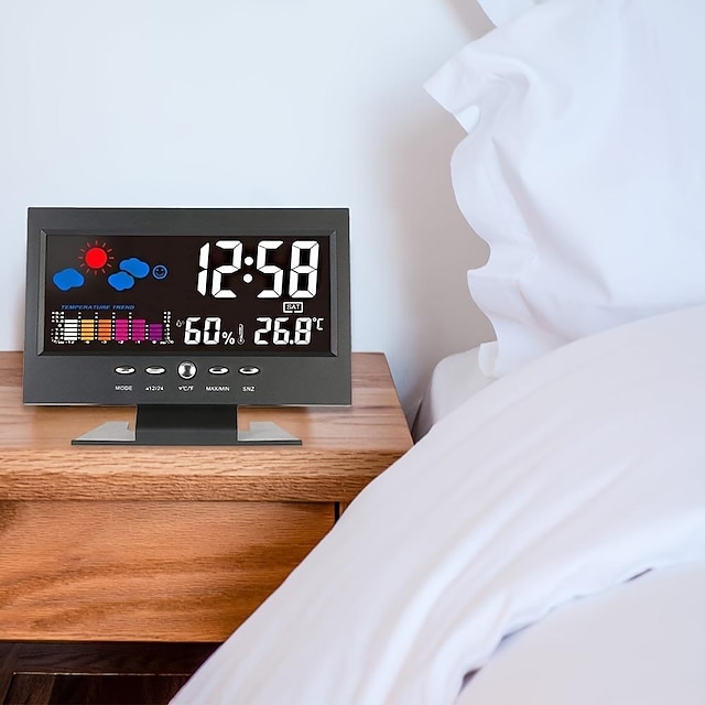 Weather Clock With Time Date Week Temperature Humidity Display Weather ...