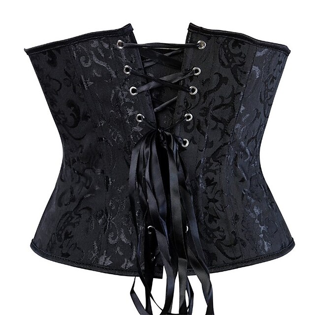 Women's Lace Up Boned Underbust Corset Jacquard Brocade Waist Training ...