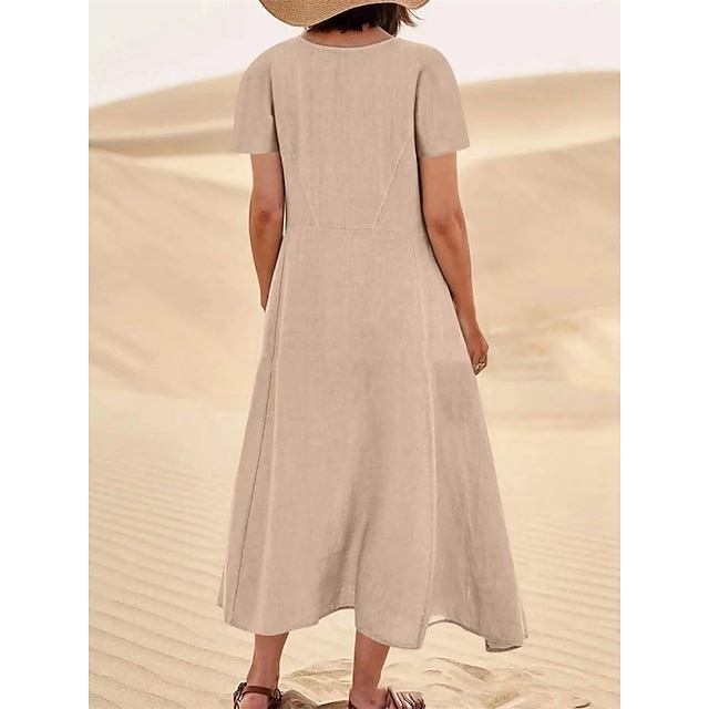 Women's Pink Sky Blue khaki Summer Maxi long Dress Maxi Dress Cotton ...
