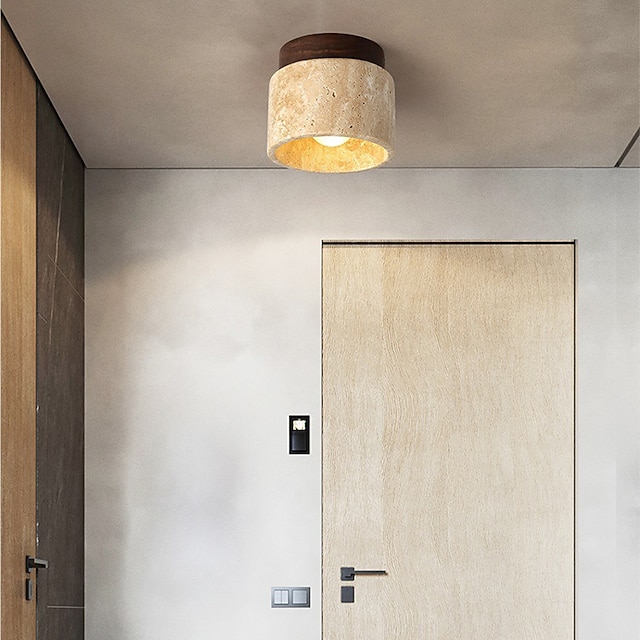 LED Ceiling Light 12cm Geometric Shapes Flush Mount Lights Ceramic Wood ...
