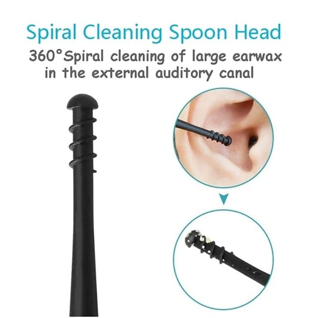 2pcs Double-Sided Earpick Soft Silicone Spiral Rotating Ear Wax Cleaner ...