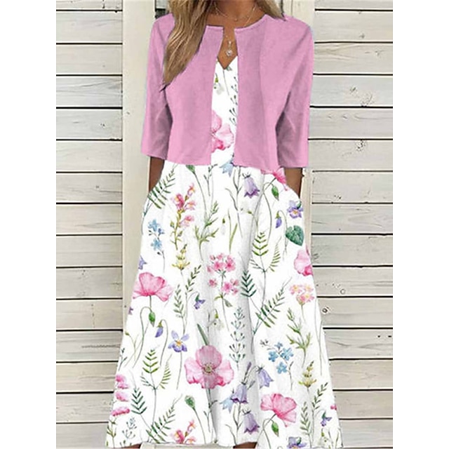 Damen Zweiteiliges Kleid-Set Casual kleid Kleid drucken Outdoor Täglich Modisch Elegant Tasche ...