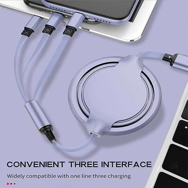 3-In-1 Multi-Head Retractable USB Fast Charging Cable USB A to ...
