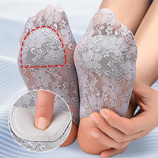 Women's Lace No-Show Socks – Non-Slip Invisible Footies with Silicone ...