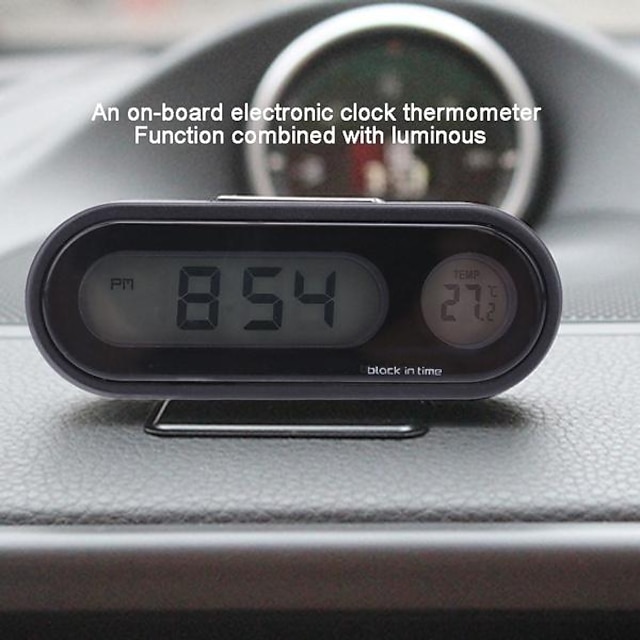 Car Digital Clock Electronic Thermometer Clock LCD Display Luminous ...