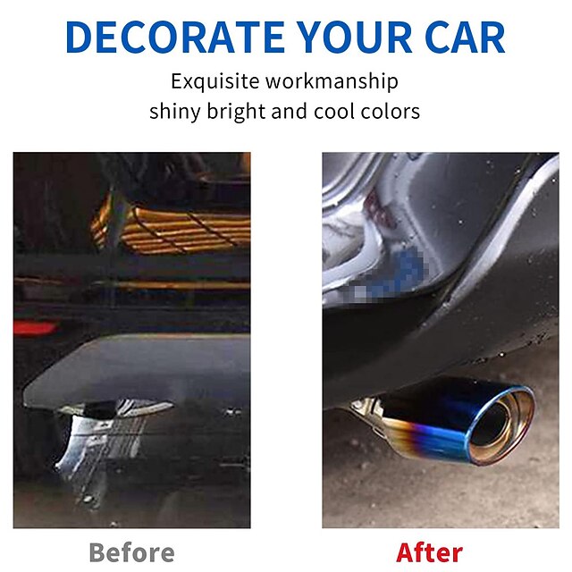 Stainless Steel Car Exhaust Tip - Universal Chrome-Plated Tailpipe, Car ...