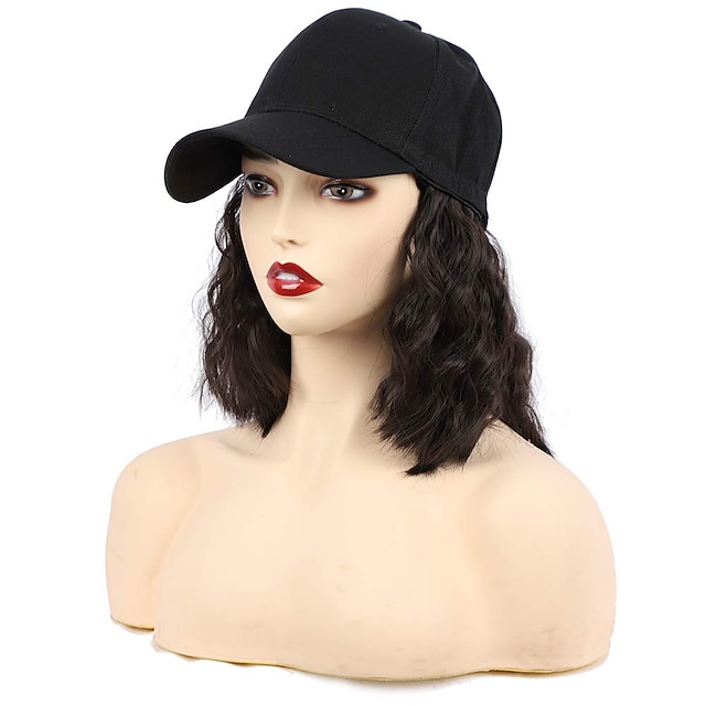 Hat Wig for Women Short Wave Baseball Cap Wig with Curly Hair ...