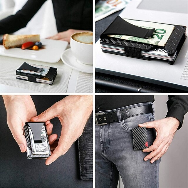 Carbon Fiber Aluminum RFID Money Clip Wallet, Slim Metal Cardholder ...