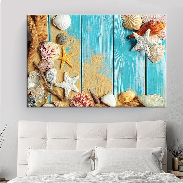 Beach Seascape Wall Art Canvas Painting Shell Sea Wall Art Starfish ...