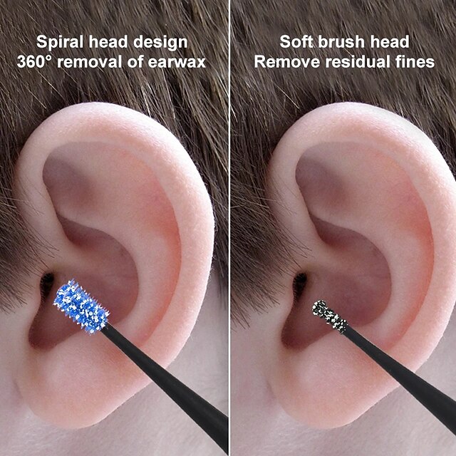 2pcs Double-Sided Earpick Soft Silicone Spiral Rotating Ear Wax Cleaner ...
