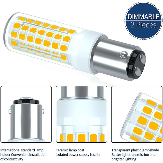 2 Stück LED-Birnen ba15d/b15/b15d 6W 100W entspricht einer Halogenbirne JCD Typ T3/T4 B15 ...