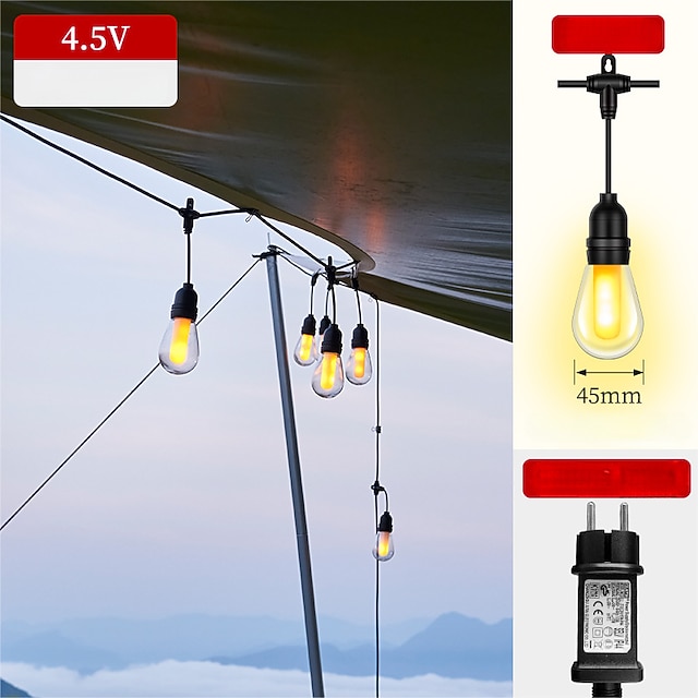 Flickering S14 Flame String Lights 5M 10 LED /10M 20LED String Lights ...