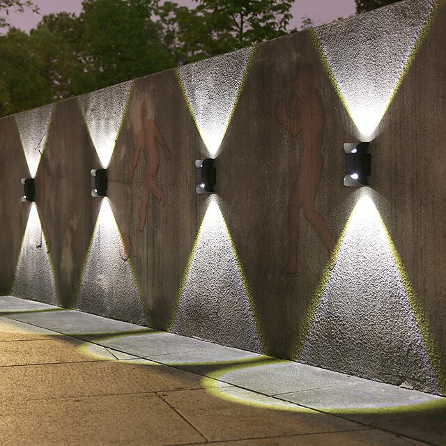 2pcs Solar Wall Lights 2 Modes Lighting Outdoor Waterproof Up and Down ...