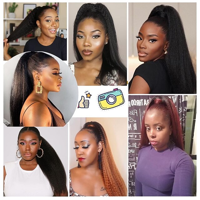 Long Yaki Straight Drawstring Pony Tail Hair Attachments for Women ...