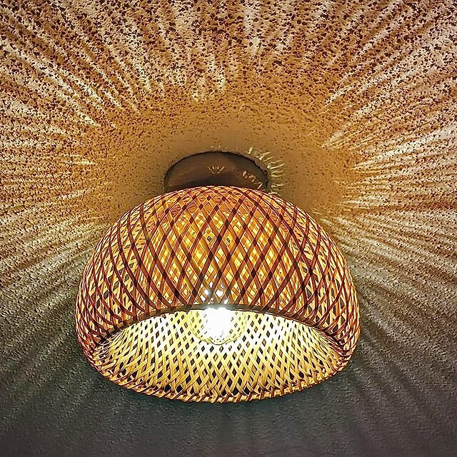 Creative Handmade Bamboo Weaving Natural Wind Ceiling Chandelier E27 ...