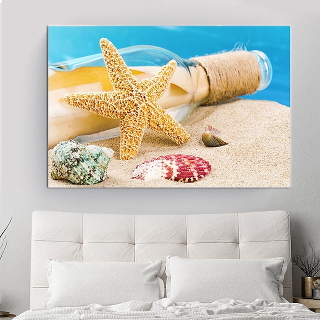 Beach Seascape Wall Art Canvas Painting Shell Sea Wall Art Starfish ...