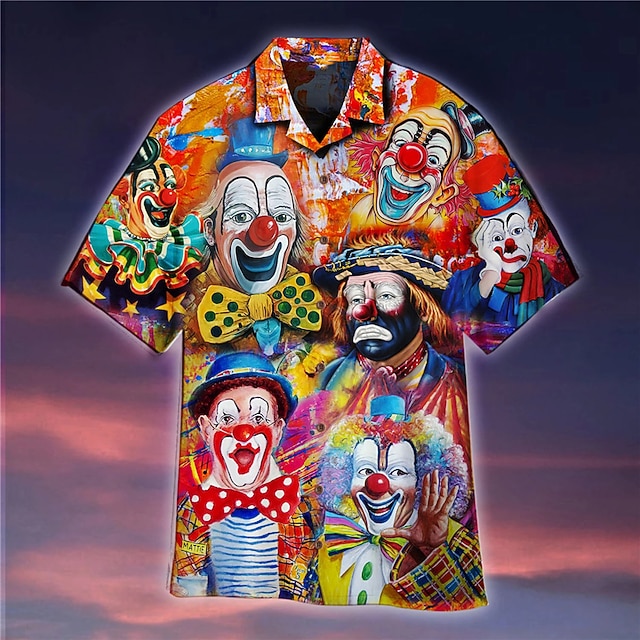 Men's Graphic Prints Clown Shirt Summer Hawaiian Shirt Short Sleeve ...