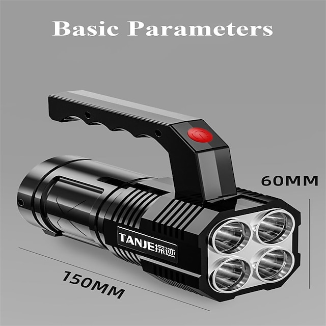 High Power Four-cell LED Flashlight USB Rechargeable Powerful LED ...