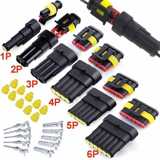 708PCS 1-6Pins HID Waterproof Connectors 43 Sets Car Marine Seal ...