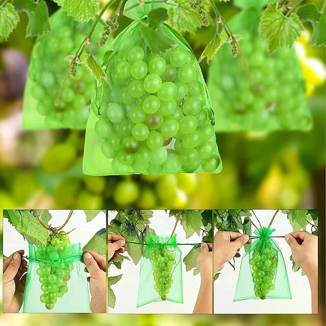 50Pcs Grapes Fruit Protection Bags Garden Mesh Bags Agricultural ...