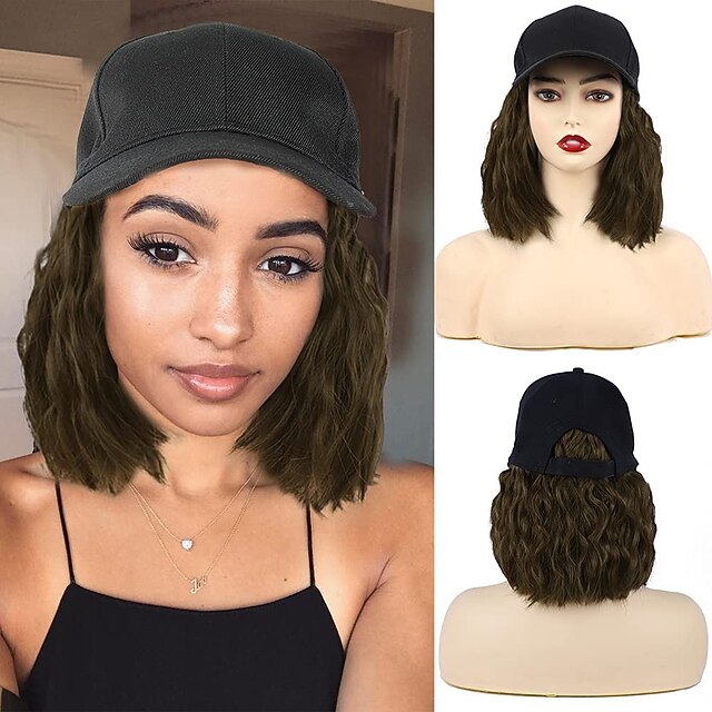 Hat Wig for Women Short Wave Baseball Cap Wig with Curly Hair ...