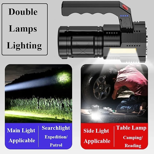 High Power Four-cell LED Flashlight USB Rechargeable Powerful LED ...