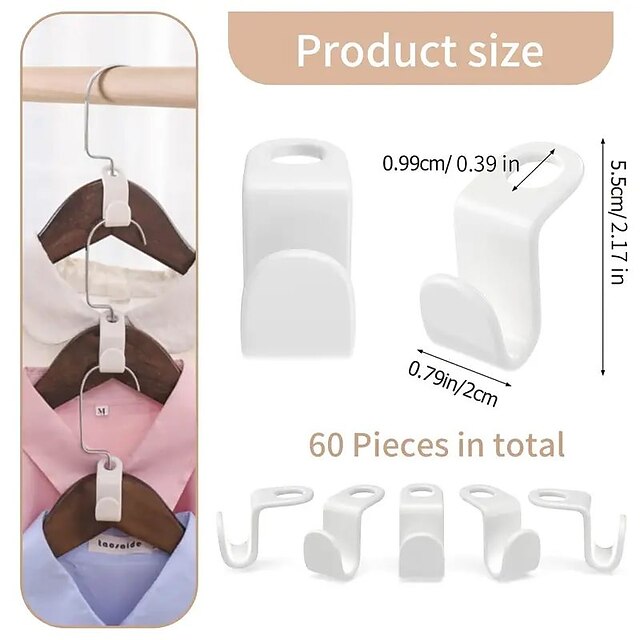 100pcs Clothes Hanger Connector Hooks, Magic Hanger Hooks Heavy Duty ...