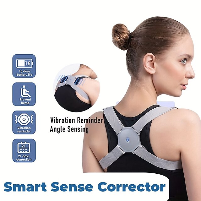 Adjustable Intelligent Posture Trainer Smart Posture Corrector Upper Back Brace Clavicle Support ...