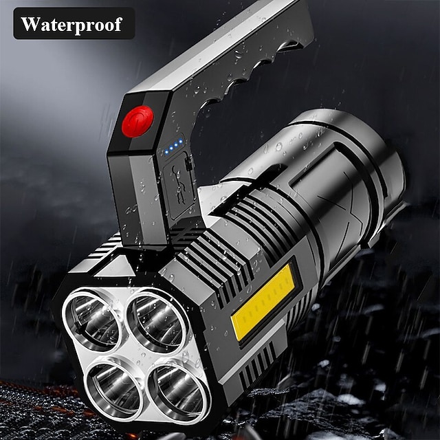 High Power Four-cell LED Flashlight USB Rechargeable Powerful LED ...