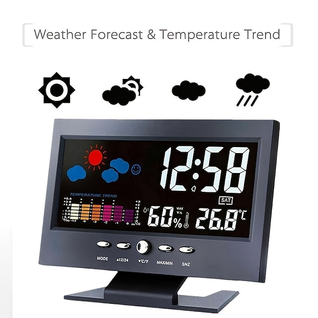 Weather Clock With Time Date Week Temperature Humidity Display Weather ...