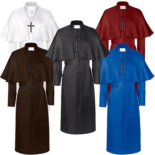 Retro Vintage Medieval Renaissance Cosplay Costume Plus Size Priests ...