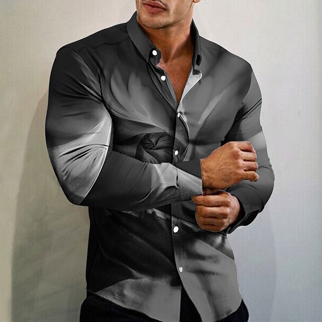 Men's Geometric Pattern Abstract Shirt Button Up Shirt Long Sleeve ...