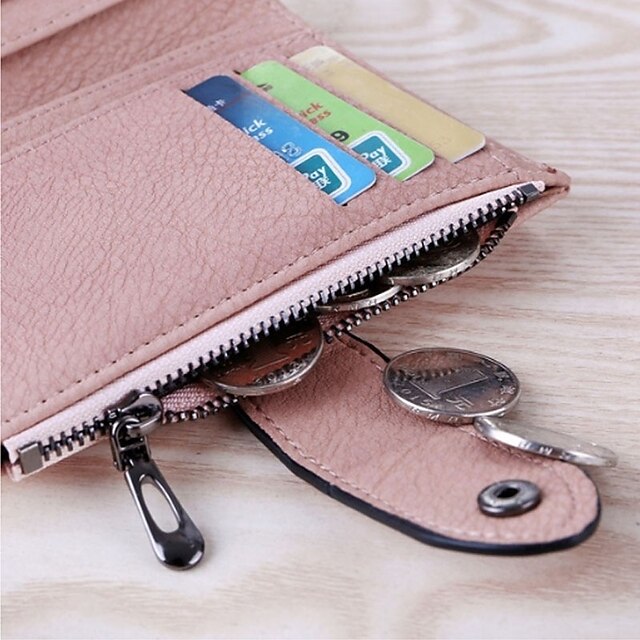 Women New PU Leather Rivet Short Wallet Zipper Coin Card Holder Female ...