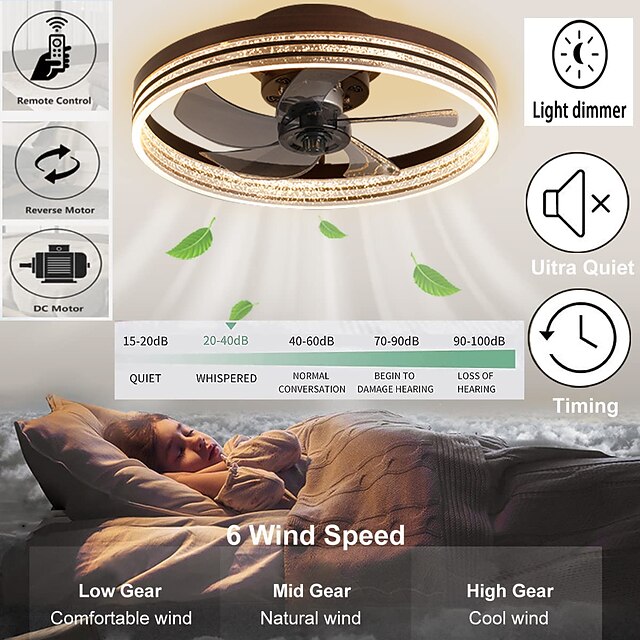 50cm LED Ceiling Fan Light Ceiling Fan Metal Painted Finishes Modern ...