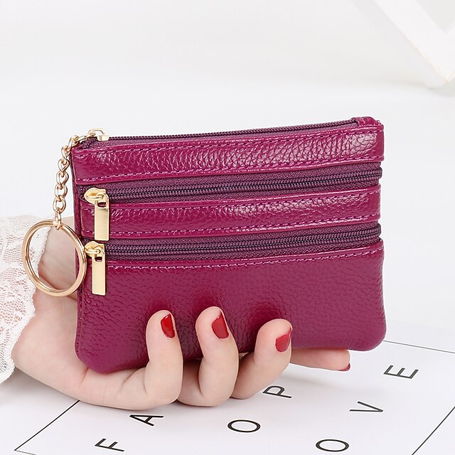 1 Pcs Women Men Leather Coin Purse Card Wallet Clutch Double Zipper ...