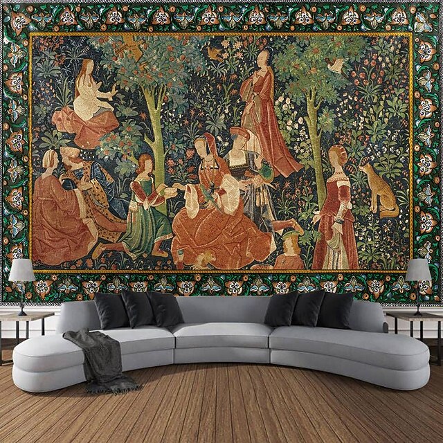 Medieval Lady Painting Tapestry Middle Age Tapestry Wall Art Large ...