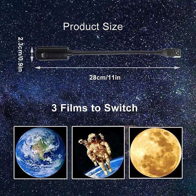 Moon Earth Astronaut Lamp Projector Night Light 360 Moon Projection ...