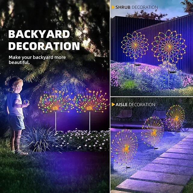 Fireworks Solar Lights Outdoor Pathway Lights Solar Powered Starburst ...