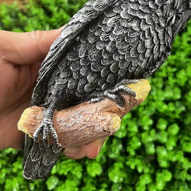 Crow Statue, Black Raven Bird Wall Sculpture, Simulation Animal ...