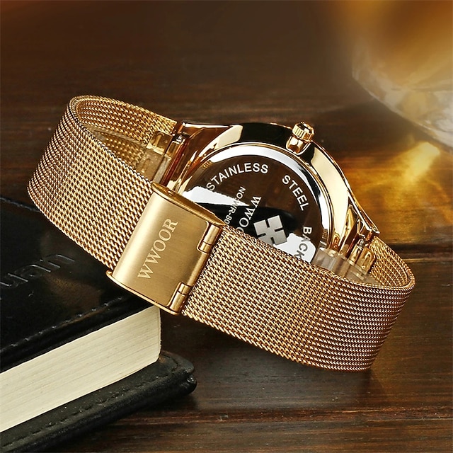 WWOOR Business Men Luxury Watches Mesh Strap Ultra Thin Quartz Men ...