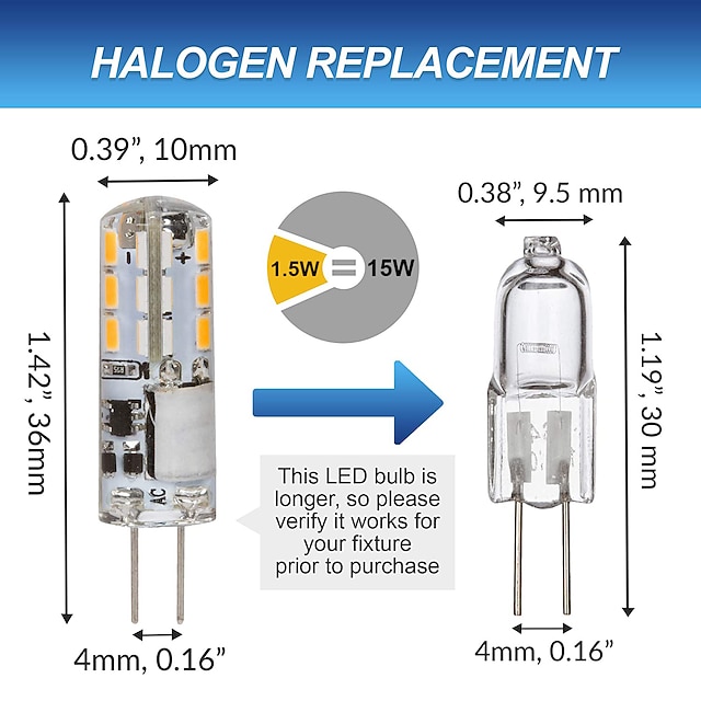 10pcs G4 Bi-pin LED Light Bulb 3W 24LED SMD 2835 Equivalent Halogen ...