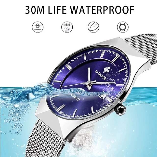 Business Men Luxury Watches Mesh Strap Ultra Thin Quartz Men Wrsit ...