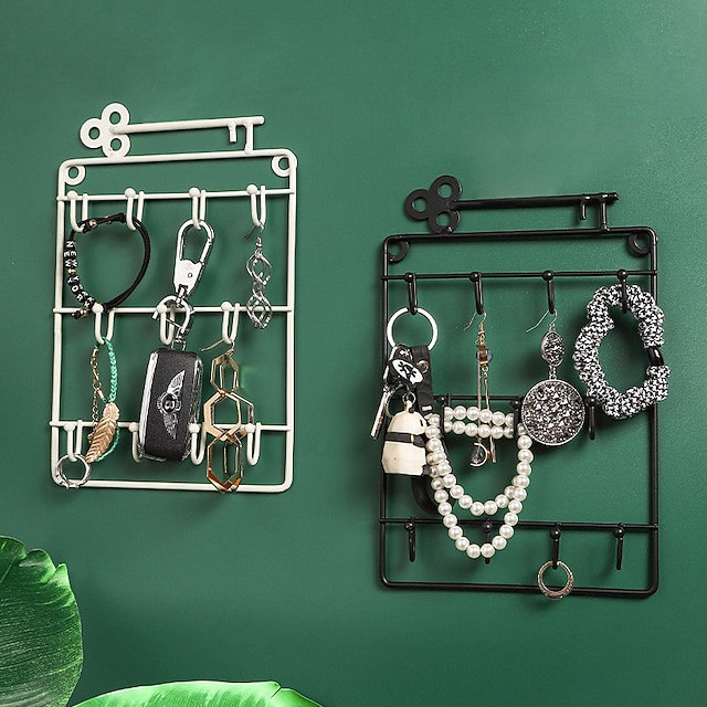 Metal Wall Art Mounted Key Holder Storage Rack Organizer with Hook for ...