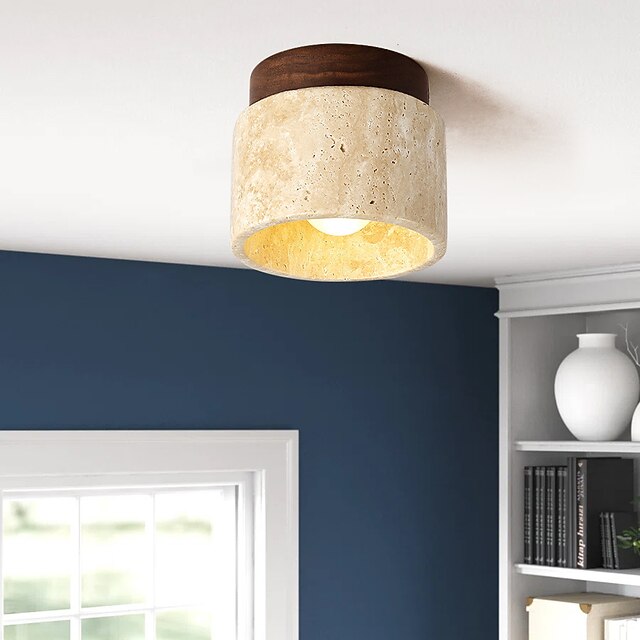 LED Ceiling Light 12cm Geometric Shapes Flush Mount Lights Ceramic Wood ...