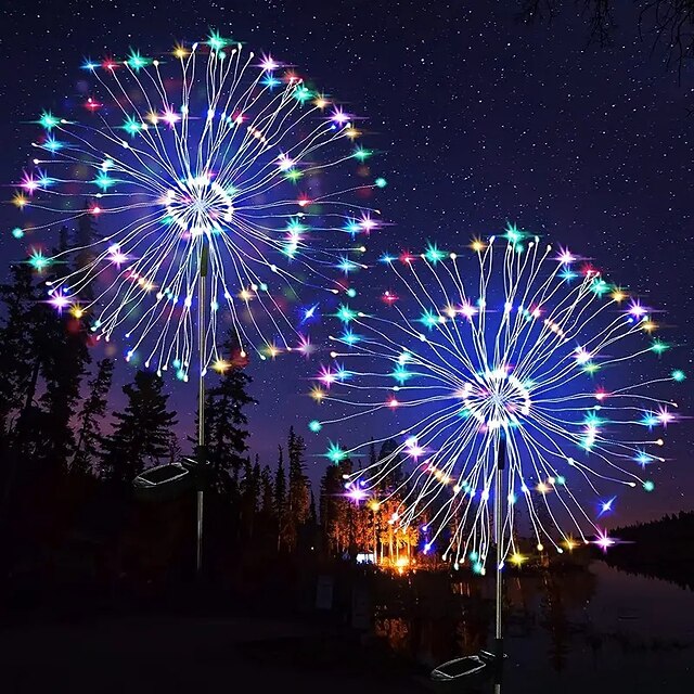 Solar Fireworks Lights Pathway Lights Outdoor 2x 1x LED Stake Lights ...