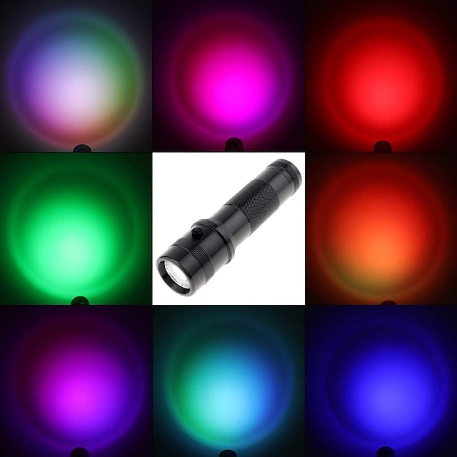 RGB LED Flashlight Color Changing Lamp Torch 10 Colors Light LED ...