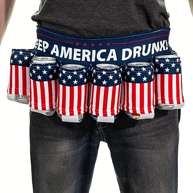 Independence Day Beer Belt, KEEP AMERICA DRUNK Beverage Beer Belt ...