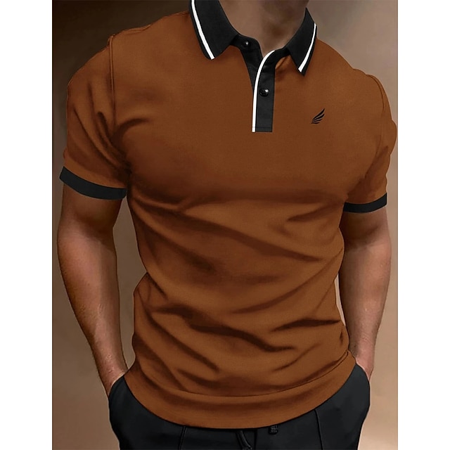 Men's Button Up Polos Polo Shirt Casual Holiday Lapel Short Sleeve ...