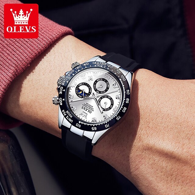 OLEVS 2875 Luxury Men's Watches Top Brand Quartz Watch Silicone Sport ...